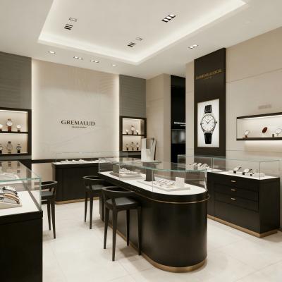 China Commercial Jewelry Display Furniture Custom Design Glass Stainless Steel Wood for sale