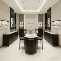 China Commercial Jewelry Display Furniture Custom Design Glass Stainless Steel Wood for sale
