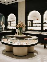 China Custom Size Luxury Jewelry Showcase Metal Frame Solid Wood Clear Glass Display Case for sale