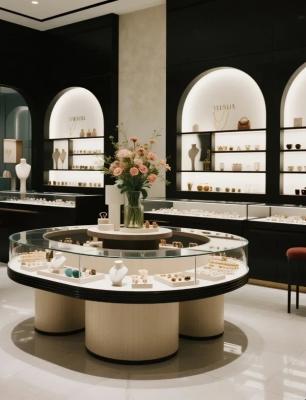 China Custom Size Luxury Jewelry Showcase Metal Frame Solid Wood Clear Glass Display Case for sale