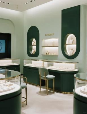 China OEM Jewellery Display Cabinet Premium Metal Wood Transparent Glass Wall Showcase for sale