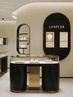China OEM Jewellery Display Cabinet Premium Metal Wood Transparent Glass Wall Showcase for sale