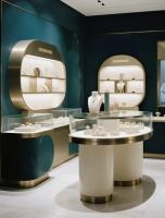 China OEM Deluxe Jewellery Shop Display Cabinet Metal Frame Solid Wood Tempered Glass Case for sale