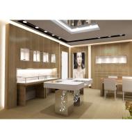 China Premium Solid Wood Jewelry Display Cabinet with Tempered Glass Shelving for sale