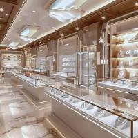 China Customizable Wooden Jewelry Display Cabinet with Clear Glass Panels & LED Light for sale