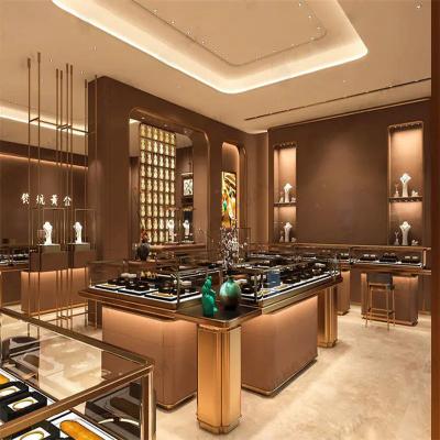 China Luxury Jewelry Store Display Cabinet Made of Wood and Transparent Glass for sale