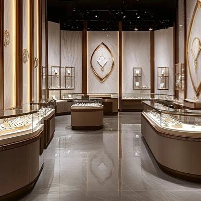 China Modern Wood & Glass Jewelry Display Furniture for Luxury Boutique for sale