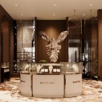 China High Grade Solid Wood Jewelry Display with Tempered Glass Door & LED for sale