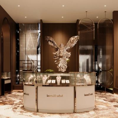China High Grade Solid Wood Jewelry Display with Tempered Glass Door & LED for sale