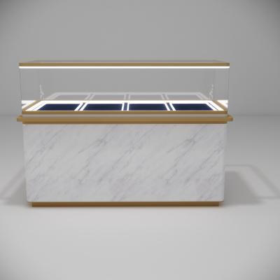 China Premium Stainless Steel and Tempered Glass Jewelry Showcase Sleek Design for Showroom for sale