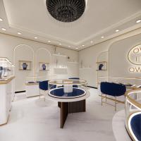 China Premium Stainless Steel and Tempered Glass Jewelry Showcase Sleek Design for Showroom for sale