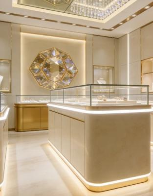 China Luxury Jewelry Store Display Showcase for Sale Display Cabinet Jewels Mall Counter Jewelry Kiosk Tempered Glass Jewelry Case for sale