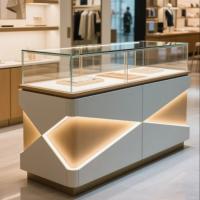 China Luxury Lockable Jewelry Vitrine Wooden Showcase Glass Jewellery Display Front Cabinet for sale