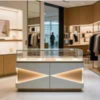 China Luxury Lockable Jewelry Vitrine Wooden Showcase Glass Jewellery Display Front Cabinet for sale