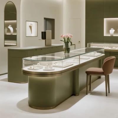China Luxury Wooden Jewellery Cabinet Diamond Display Counter with LED for Jewelry Shop for sale