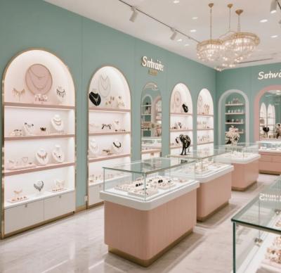 China Customized Decor Jewellery Shop Front Jewelry Display Showcase with Lock for sale