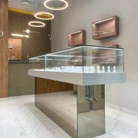 China Custom High Quality Wooden Jewelry Showcase Front Cabinet LED Lighting for Mall for sale