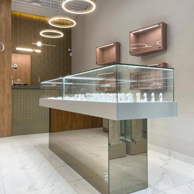 China Custom High Quality Wooden Jewelry Showcase Front Cabinet LED Lighting for Mall for sale
