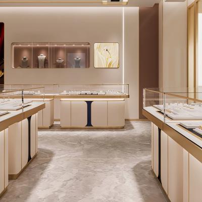China High End Solid Wood Jewelry Showcase with Clear Glass Shelves for sale