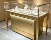 China Factory Directly Sell Wood Stainless Steel with Led Lights High End Jewelry Display Cabinet for sale