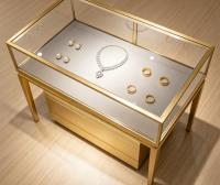 China Factory Directly Sell Wood Stainless Steel with Led Lights High End Jewelry Display Cabinet for sale