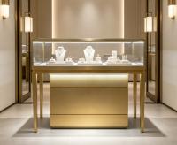 China Factory Directly Sell Wood Stainless Steel with Led Lights High End Jewelry Display Cabinet for sale