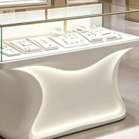 China Commercial Interior Design for Jewelry Showroom Display Cabinets with Tempered Glass and Metal Vintage Gold Finish for sale