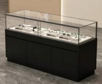 China Luxury Black Jewelry Display Cabinet with LED Light, Tempered Glass Counter Showcase , Custom Jewelry Shop Furniture for sale