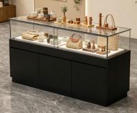 China Luxury Black Jewelry Display Cabinet with LED Light, Tempered Glass Counter Showcase , Custom Jewelry Shop Furniture for sale