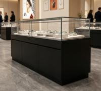 China Luxury Black Jewelry Display Cabinet with LED Light, Tempered Glass Counter Showcase , Custom Jewelry Shop Furniture for sale