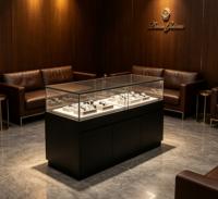 China Luxury Black Jewelry Display Cabinet with LED Light, Tempered Glass Counter Showcase , Custom Jewelry Shop Furniture for sale