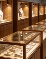 China Modern Luxury Solid Wood Jewelry Showcase, Glass Counter + Wall Cabinet Combination, Custom High-end Jewelry Display Cabinet for sale