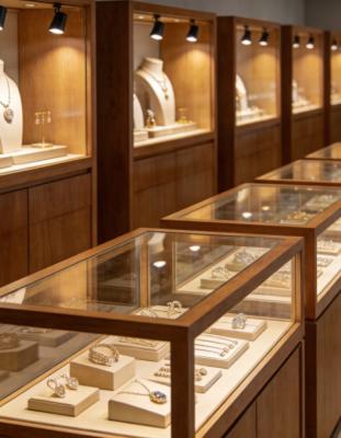China Modern Luxury Solid Wood Jewelry Showcase, Glass Counter + Wall Cabinet Combination, Custom High-end Jewelry Display Cabinet for sale