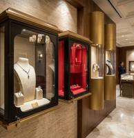 China Modern Luxury Solid Wood Jewelry Showcase, Glass Counter + Wall Cabinet Combination, Custom High-end Jewelry Display Cabinet for sale
