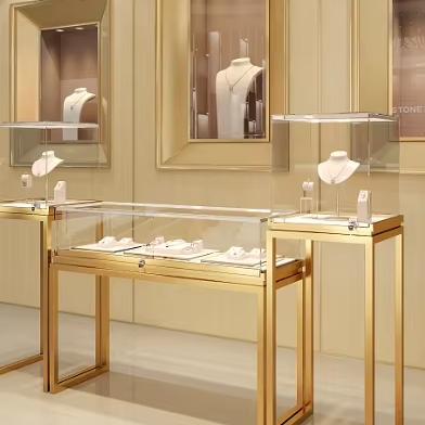 China High-end Jewelry Display Cabinet, Mall Counter Glass Flat Showcase, Custom Luxury Jewelry Shop Display Cabinet for sale