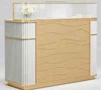 China Elegant Wave Pattern LED Lighting Jewelry Cashier Counter with Fluted Panel Design for sale
