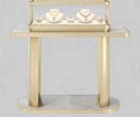 China High-End Rose Gold Jewelry Display Stand with LED Lighting and Marble Base for Boutique Stores for sale
