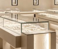China Minimalist Luxury Jewelry Display Case Transparent Glass with Metal Accents, Customizable for Both High-End Jewelry and Watches for sale