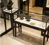 China LED Lighting Iron and Glass Jewelry Display Cabinet Metal Counter Table for Store and Shopping Mall Showcase Display for sale
