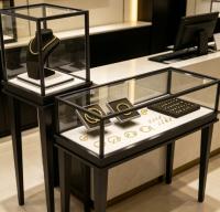 China LED Lighting Iron and Glass Jewelry Display Cabinet Metal Counter Table for Store and Shopping Mall Showcase Display for sale