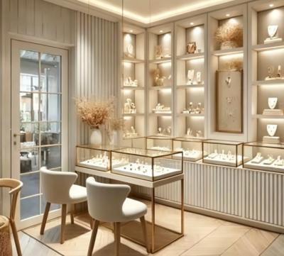 China Customizable High-End Luxury Modern Round Glass LED-Lit Display Showcase for Jewelry and Watches Retail Display Case for sale