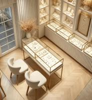 China Customizable High-End Luxury Modern Round Glass LED-Lit Display Showcase for Jewelry and Watches Retail Display Case for sale
