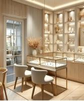 China Customizable High-End Luxury Modern Round Glass LED-Lit Display Showcase for Jewelry and Watches Retail Display Case for sale