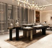 China Custom Modern Luxury Jewelry Island Display Counter Premium Glass Showcase with LED Lighting for High-End Mall Jewelry Durable for sale