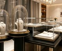 China Custom Modern Luxury Jewelry Island Display Counter Premium Glass Showcase with LED Lighting for High-End Mall Jewelry Durable for sale