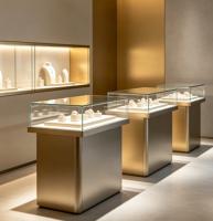 China Commercial Premium Luxury Modern LED Lighted Tempered Glass Eco-Friendly Heavy Duty Jewelry Display Case for Diamond for sale