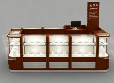 China High End Custom Glass Perfume & Jewelry Display Kiosk with LED Lighting for Retail Store Showroom for sale