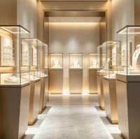 China Custom Glass museum Display Counter Commercial Retail Store Furniture Half Version museum Display Case Display Cabinet for sale