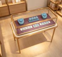 China Standing Lighting Jewelry Display showcase Shop Furniture Jewellery Kiosks Glass Round Jewelry showcase Counter Stainless for sale