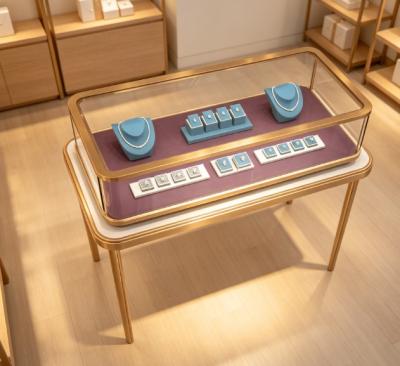 China Standing Lighting Jewelry Display showcase Shop Furniture Jewellery Kiosks Glass Round Jewelry showcase Counter Stainless for sale